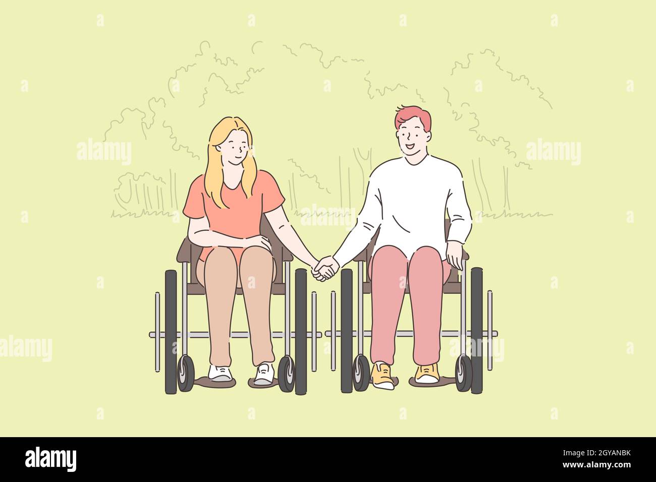Disabled people, romantic relationship concept. Handicapped couple in ...