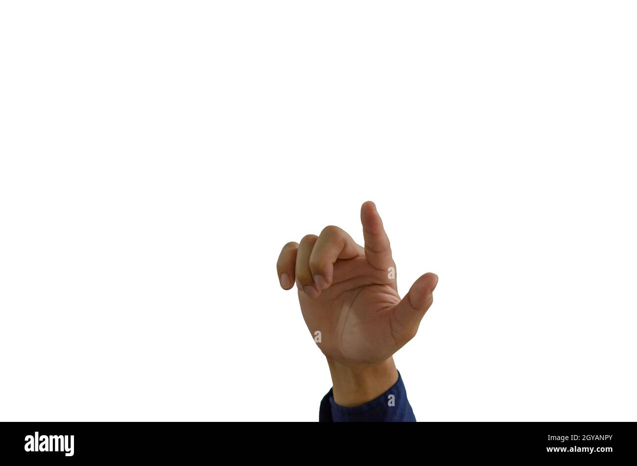 Man pointing hand on a white background Stock Photo - Alamy