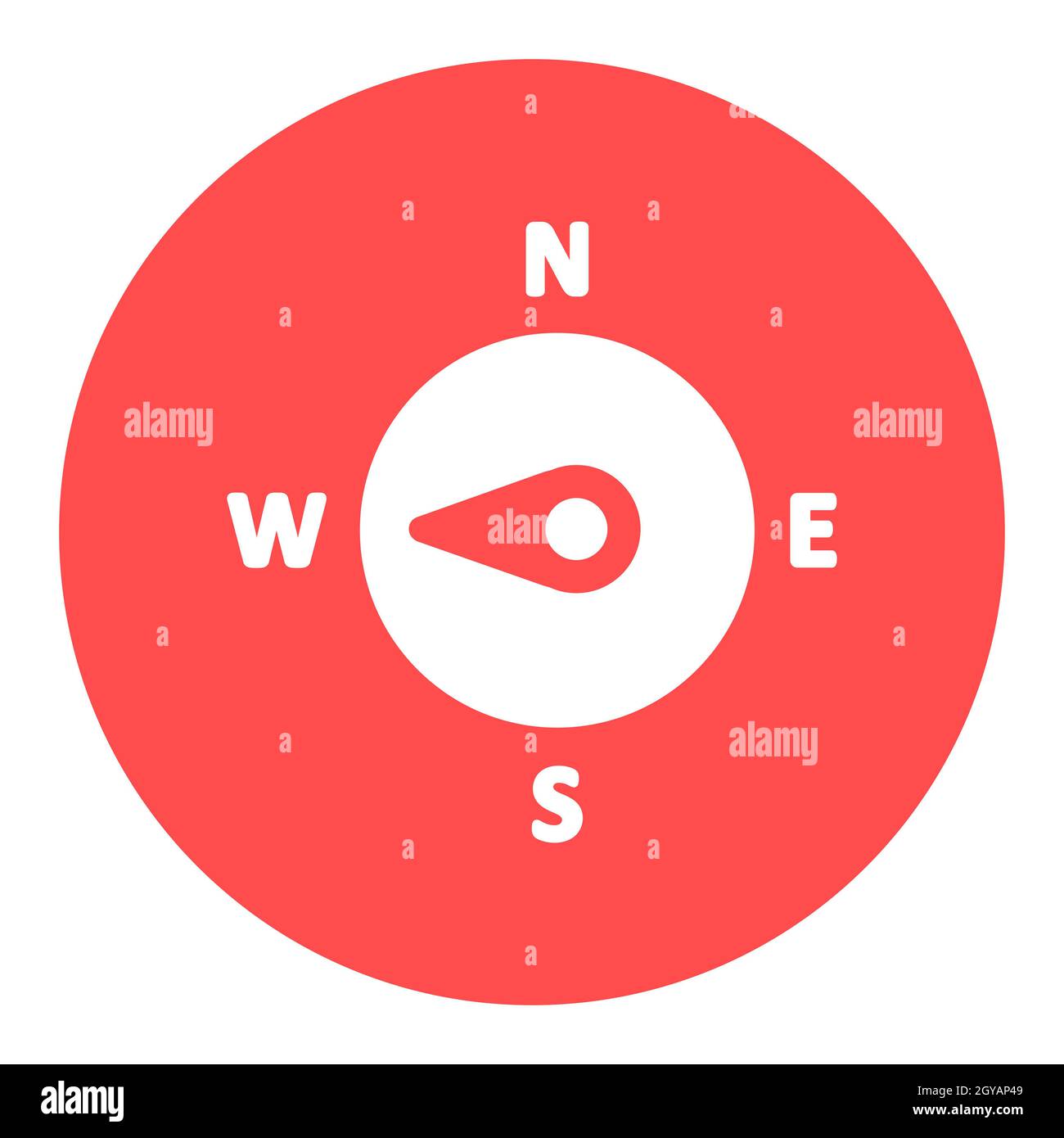 Compass wind rose vector glyph icon. Direction west. Meteorology sign ...
