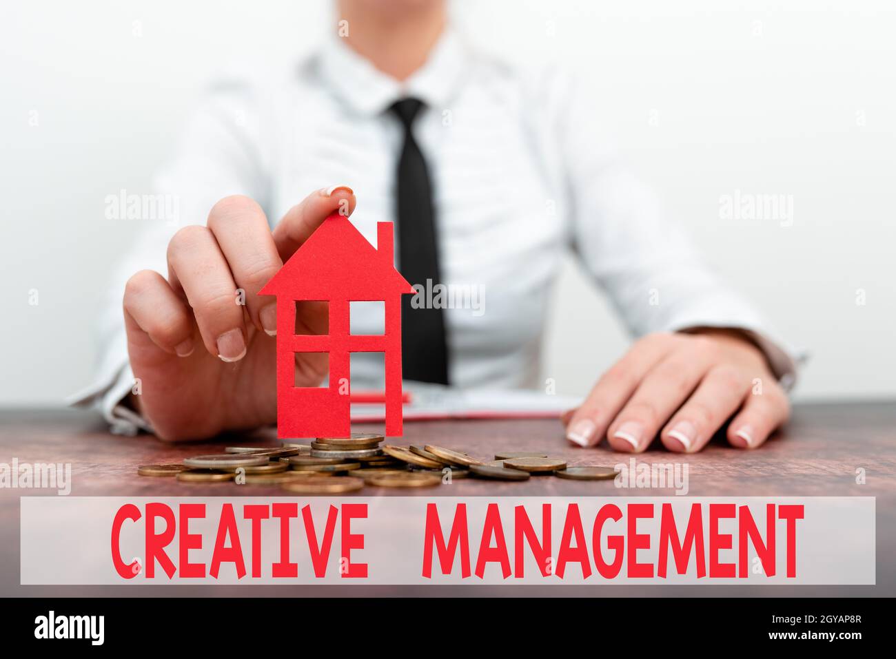 Text caption presenting Creative Management, Business approach Managing ...