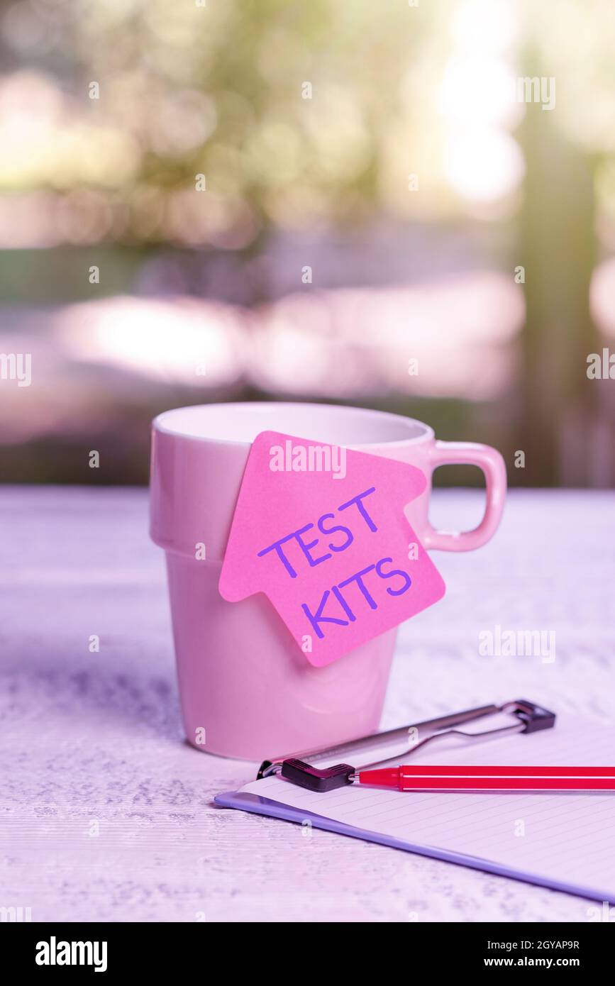 Hand writing sign Test Kits, Internet Concept tools used to detect the ...