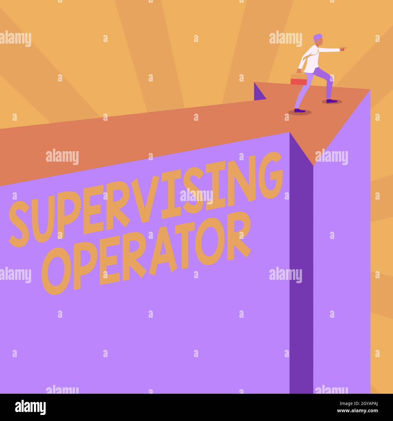 Sign displaying Supervising Operator, Business overview monitoring and ...