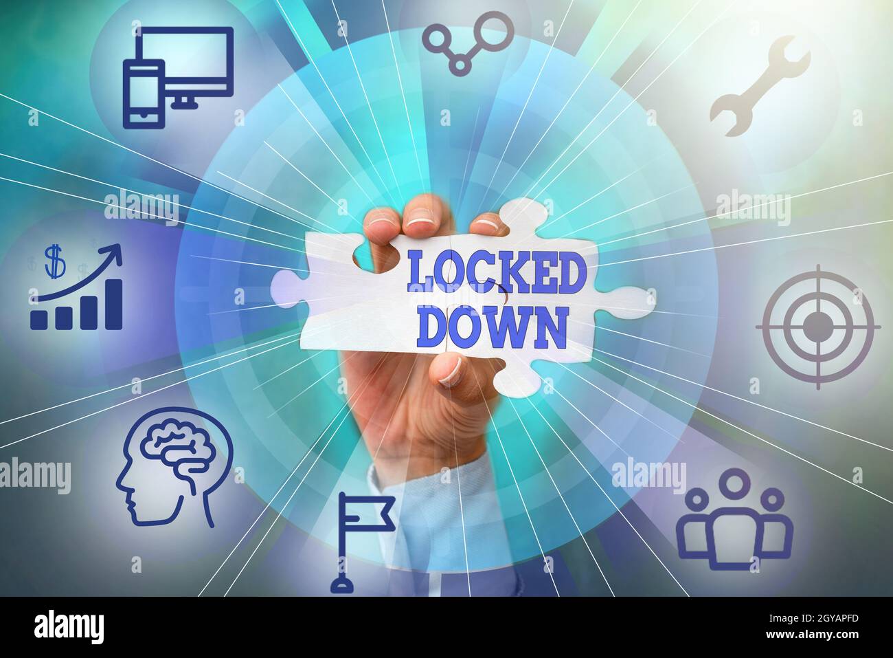 Handwriting text Locked Down, Word Written on emergency measure which ...