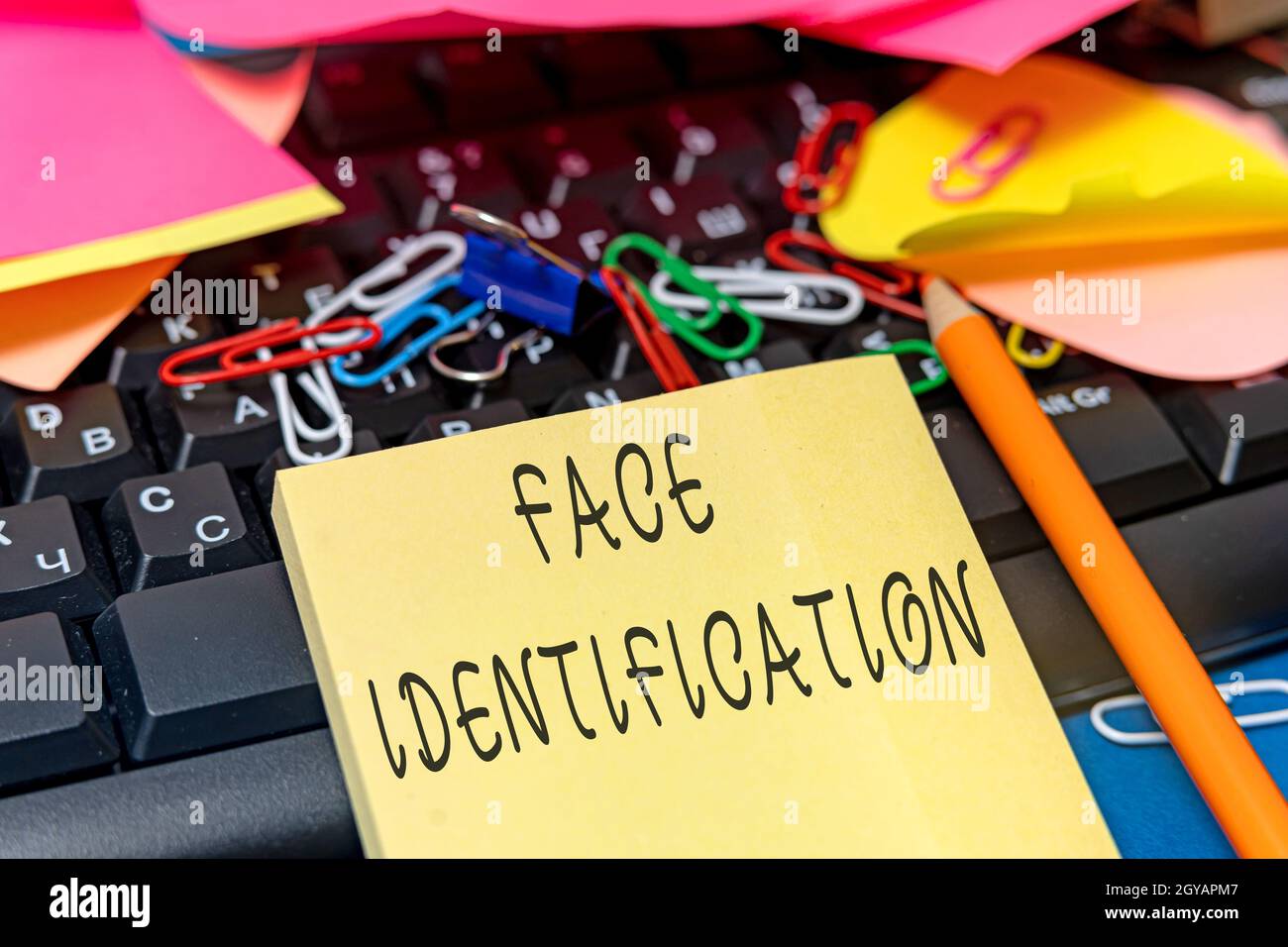 Writing displaying text Face Identification, Word for analyzing ...