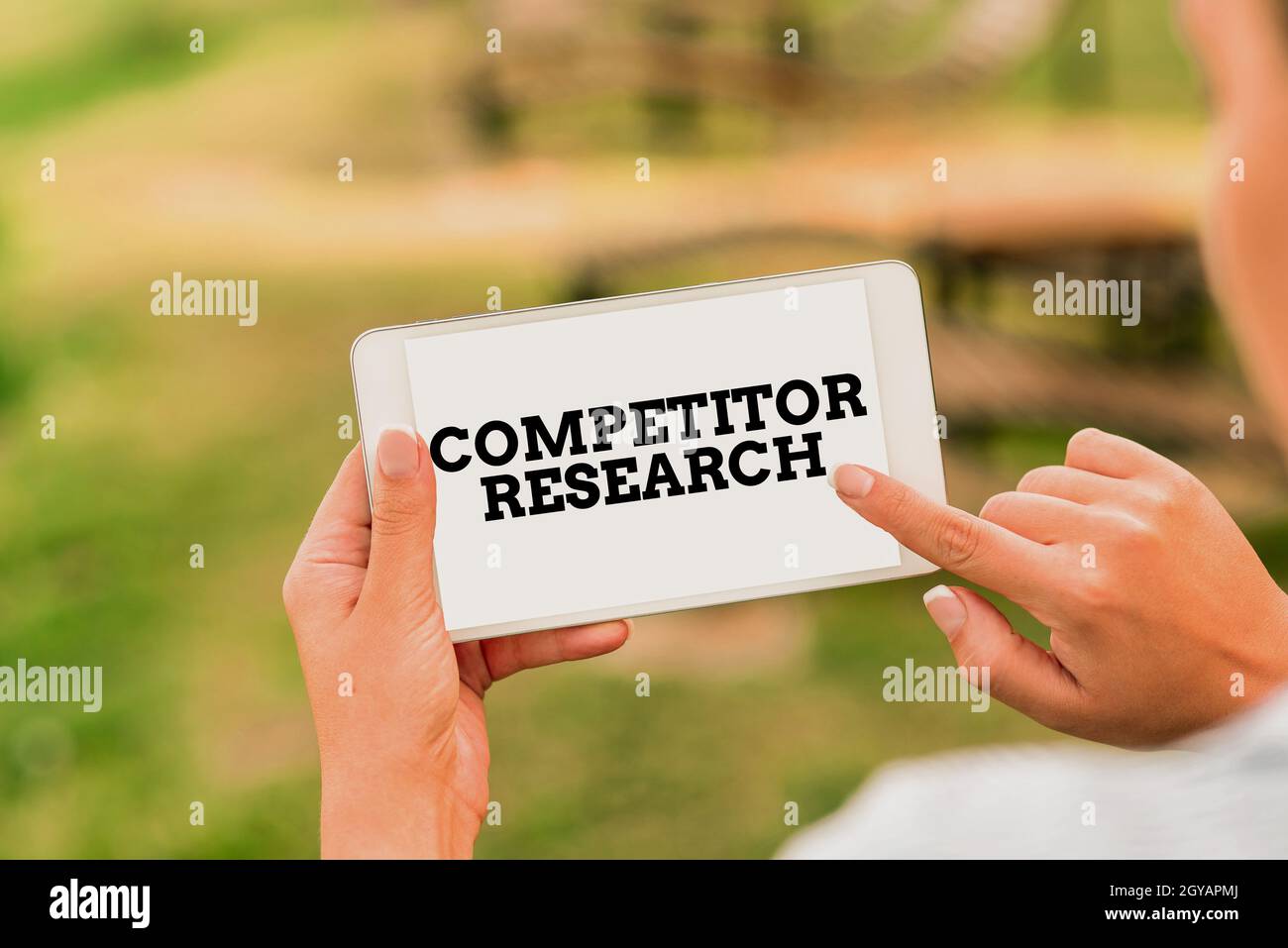 Conceptual caption Competitor Research, Word Written on collection and ...