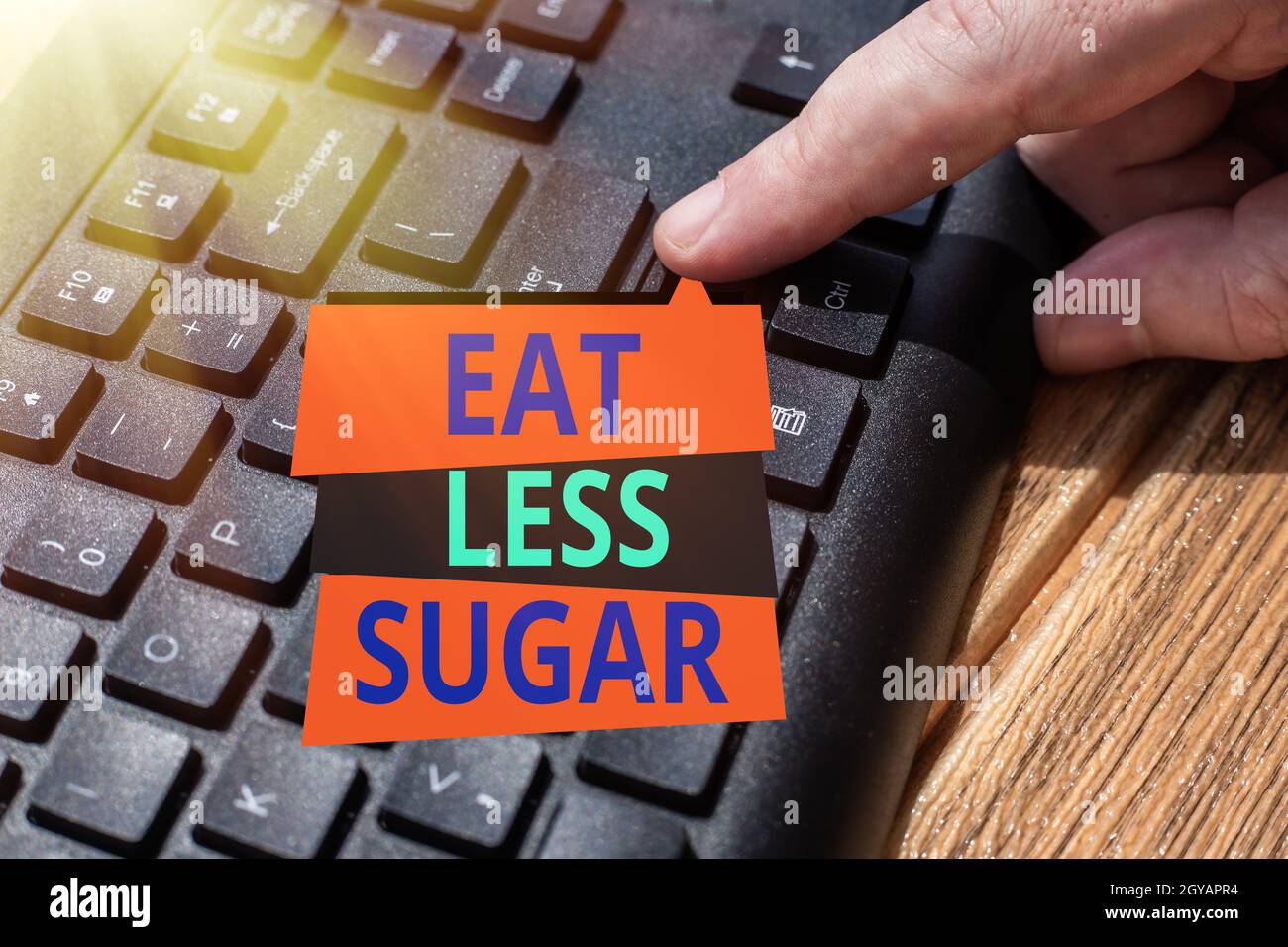 Conceptual display Eat Less Sugar, Business concept reducing sugar ...