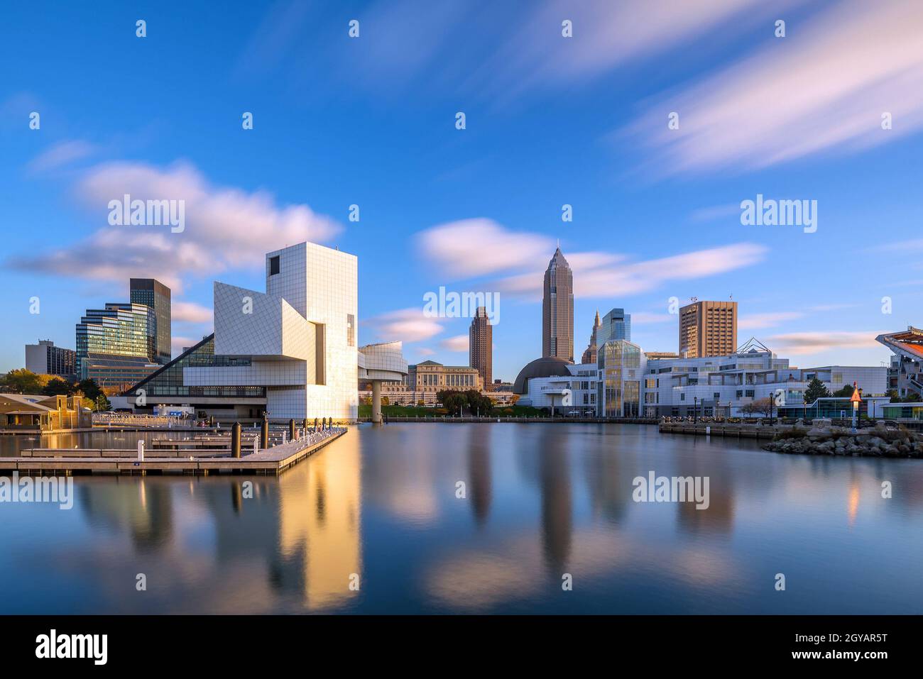 Downtown Cleveland skyline from the lakefront in Ohio USA Stock Photo ...
