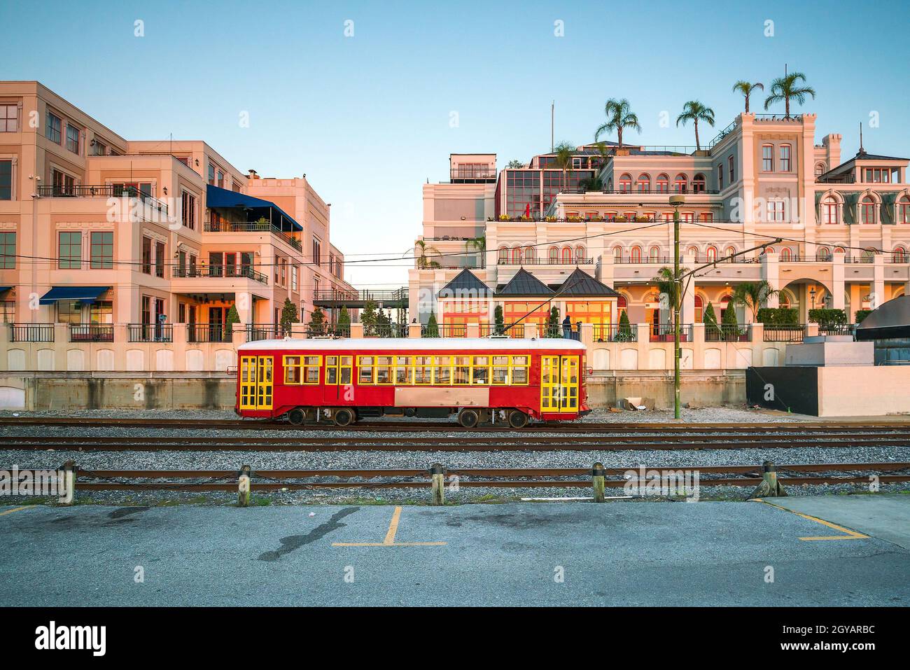 Red Streetcar Line in New Orleans Louisiana, USA Stock Photo - Alamy