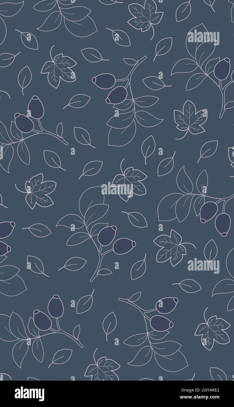 Blue background with many autumn foliage - Vector illustration Stock ...