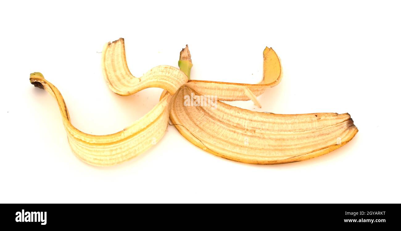 Banana peel on a white background Stock Photo - Alamy