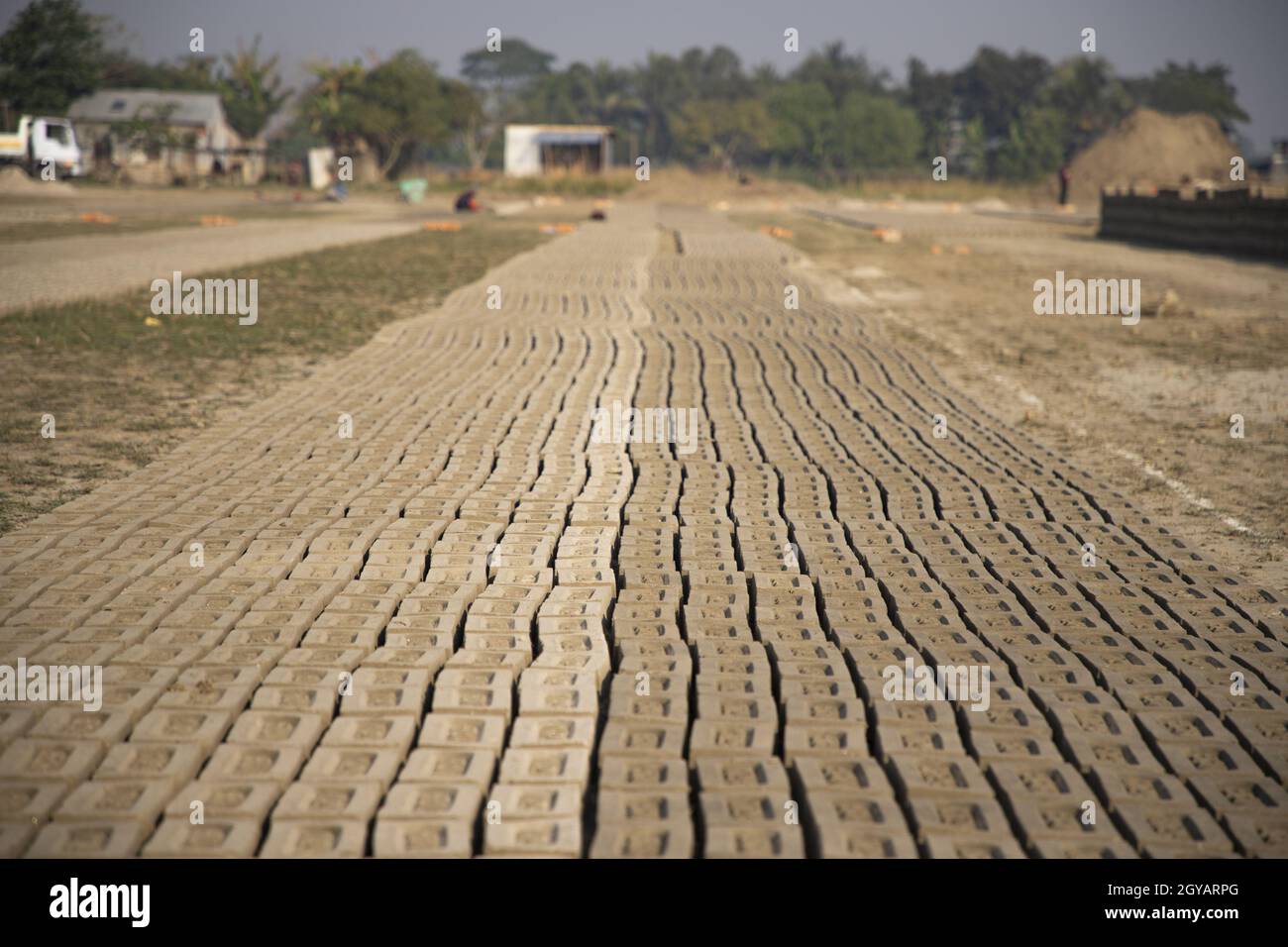 Rows of blocks for construction Stock Photo - Alamy