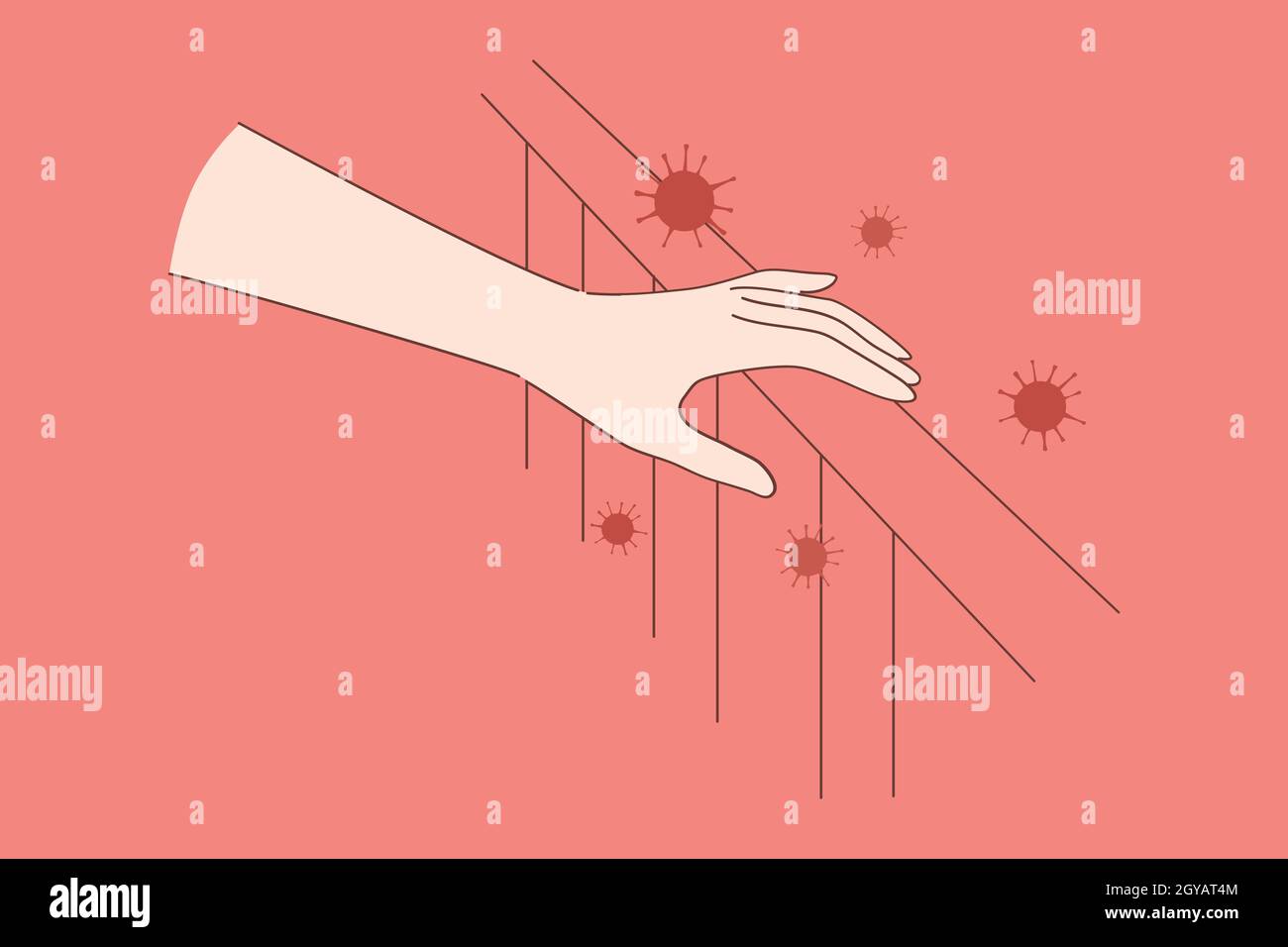 Corona virus bacterias danger concept. Human hand touching surface with ...