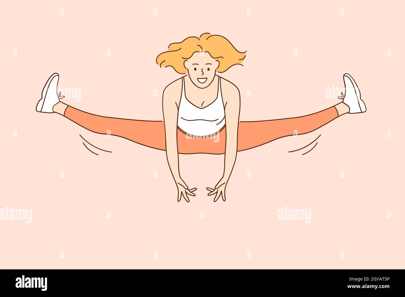 Active lifestyle and sport concept. Cheerful fitness woman cartoon ...