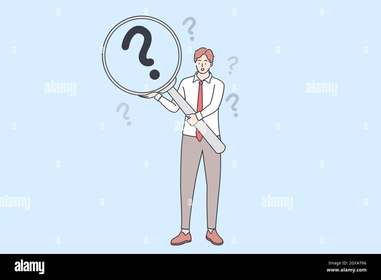 Frequently asked questions, query, investigation concept. Young ...