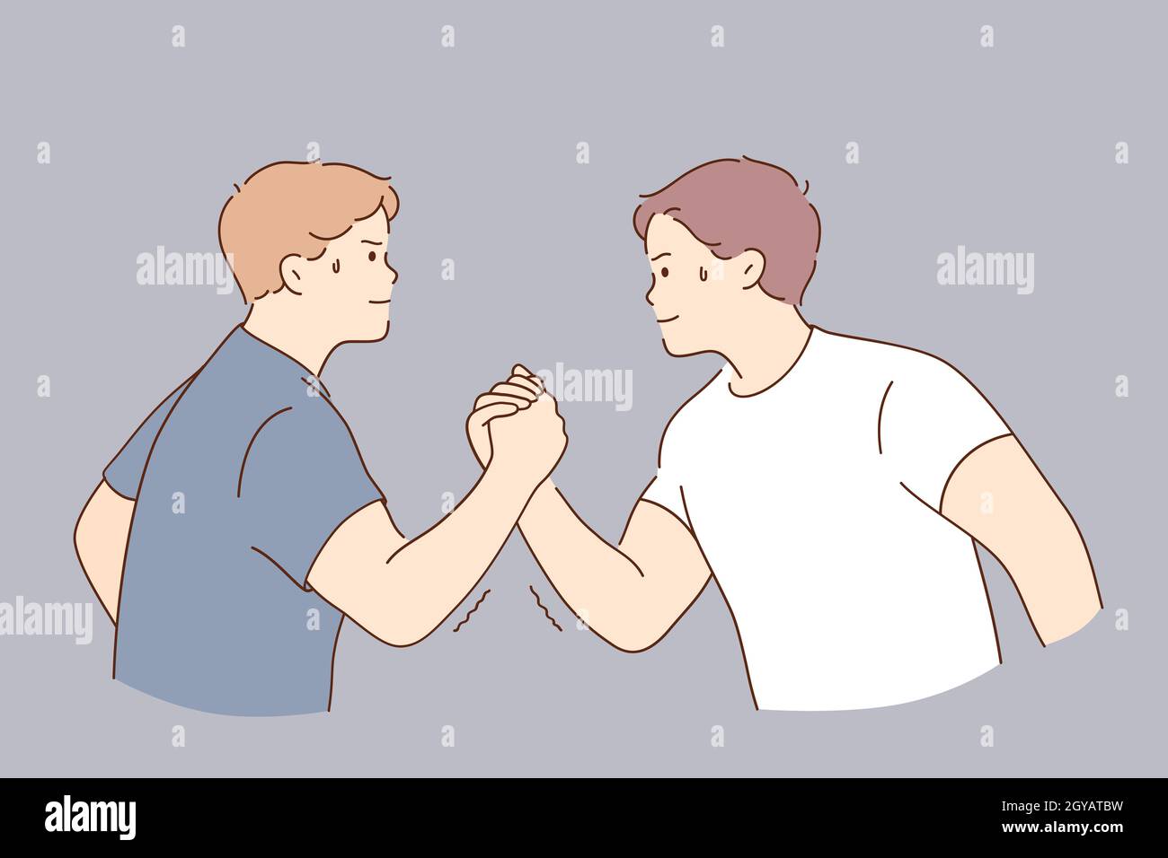 Arms wrestling, competition of strength concept. Young serious men ...