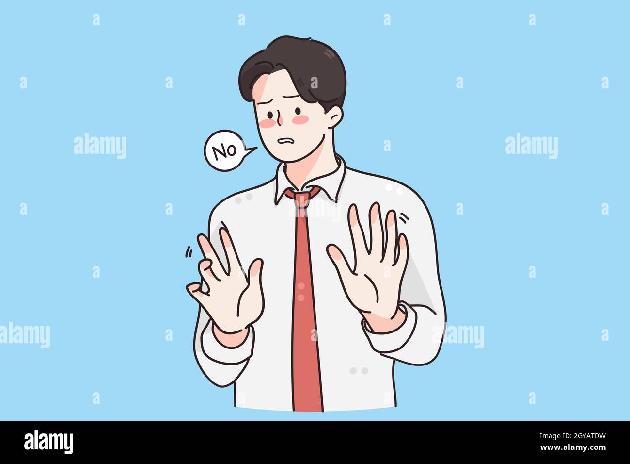 Stop, forbidden sign, refusal concept. Young frustrated handsome ...