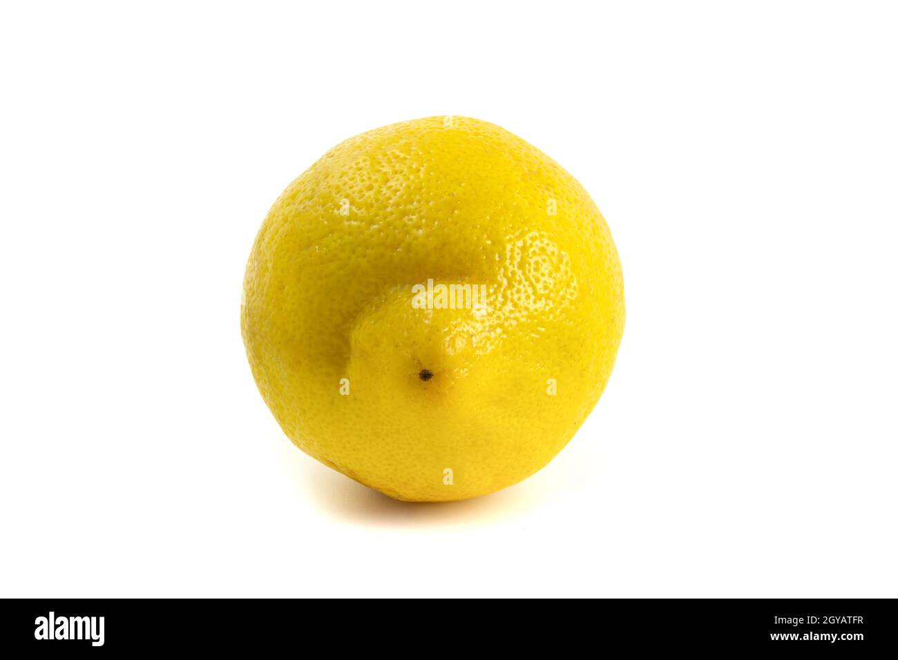 Whole lemon lies isolated on white background. Ripe citrus wrapped with ...