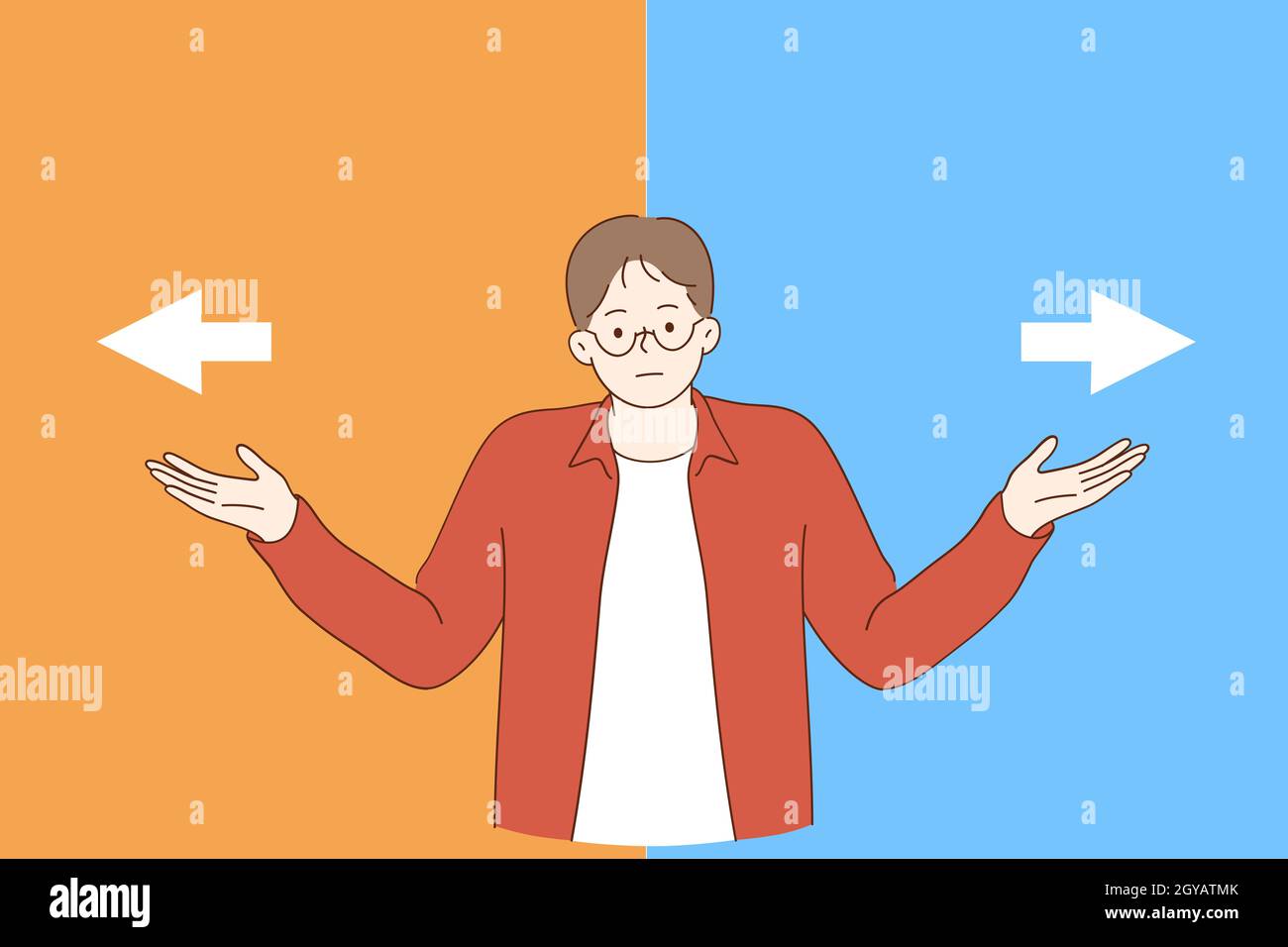 Doubt, Making decision, hard choice concept. Frustrated young man ...