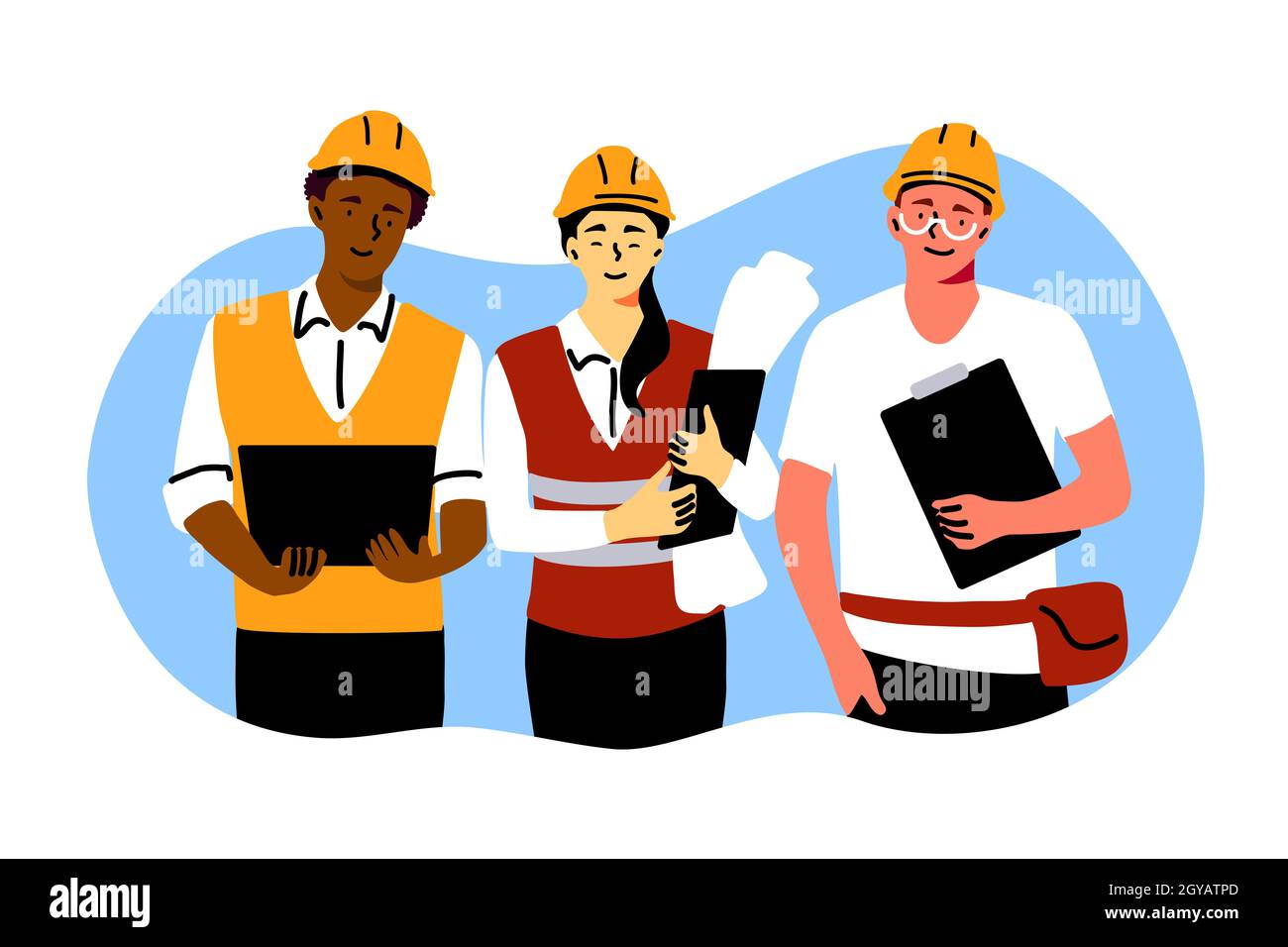 Team working cartoon builders hi-res stock photography and images - Alamy