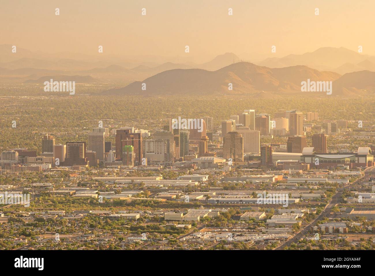 Top view of downtown Phoenix Arizona at sunset in USA Stock Photo - Alamy