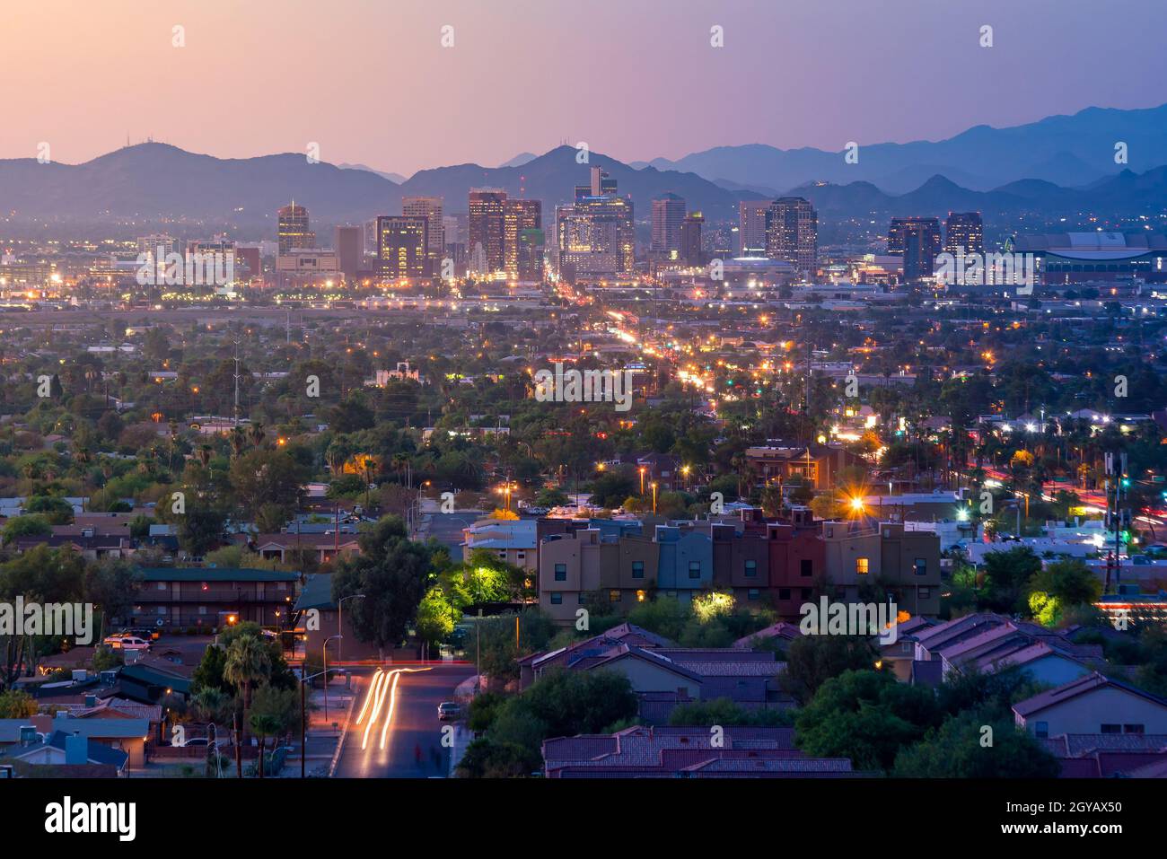 Top view of downtown Phoenix Arizona at sunset in USA Stock Photo - Alamy