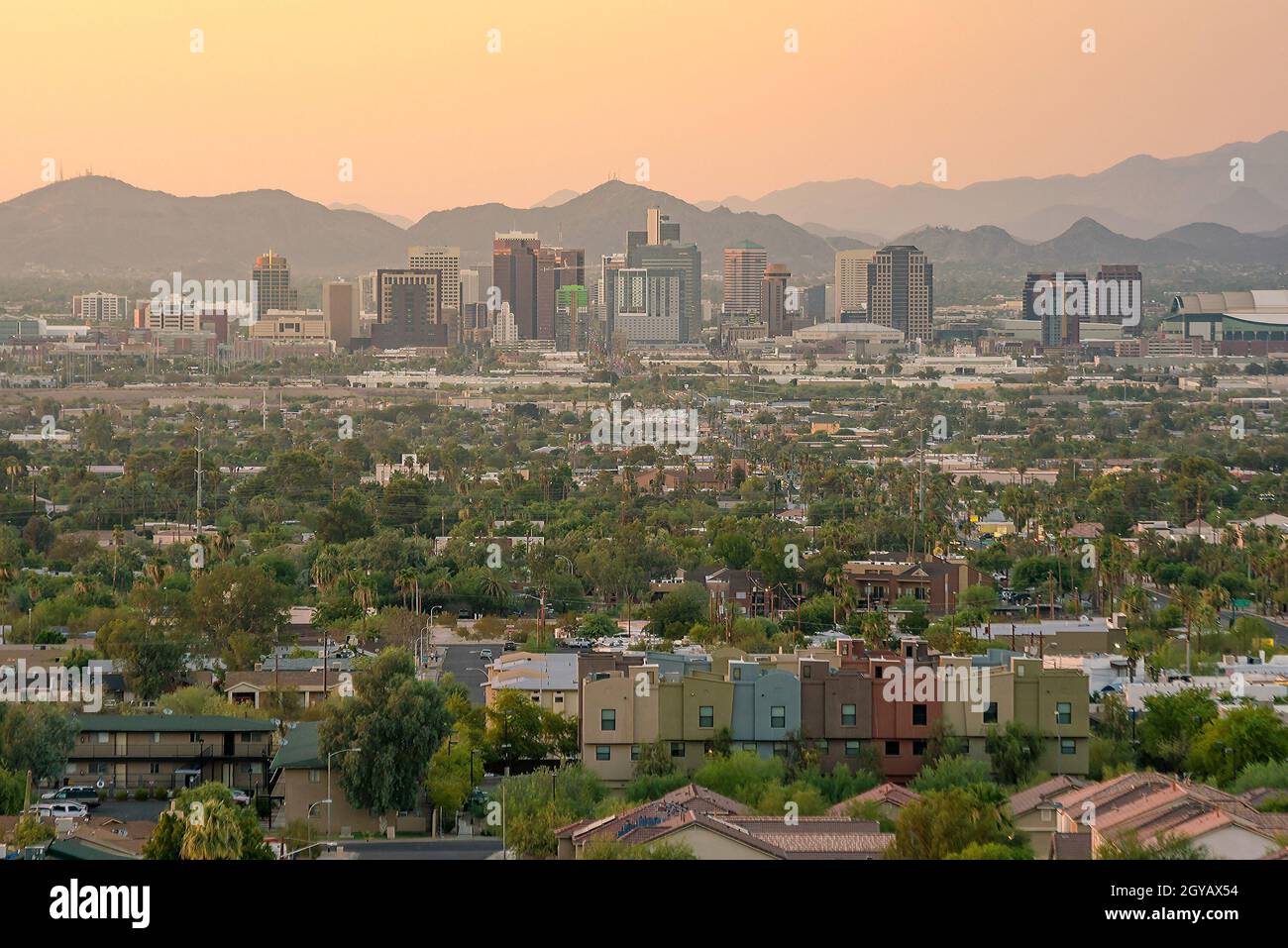Top view of downtown Phoenix Arizona at sunset in USA Stock Photo - Alamy