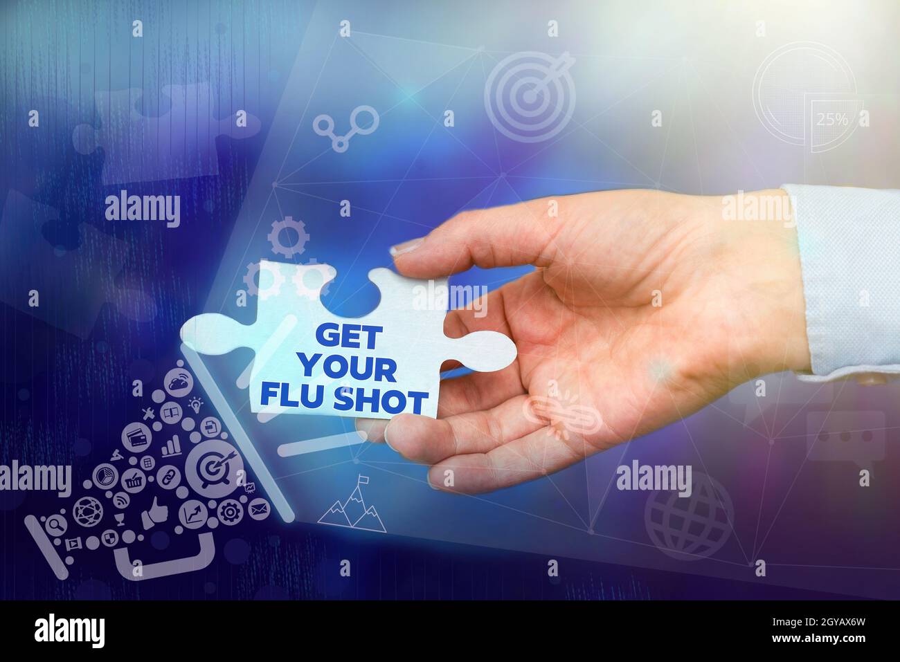 Conceptual caption Get Your Flu Shot, Word for immunization is given ...