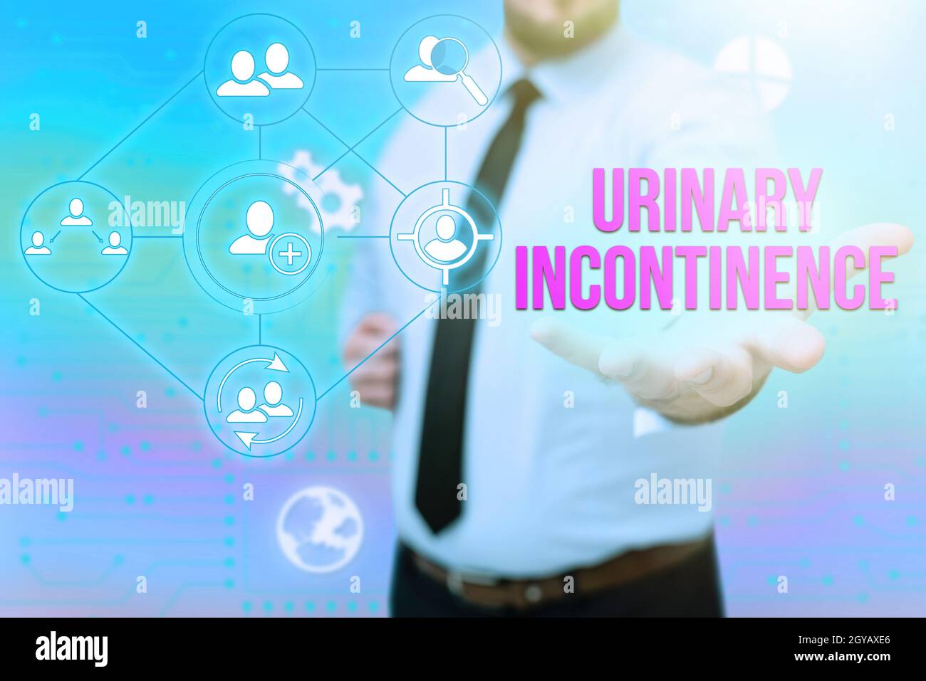 Sign displaying Urinary Incontinence, Business overview uncontrolled ...