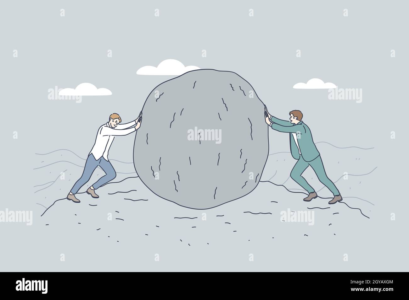 Business competition, rivalry, opponents concept. Two businessmen or ...