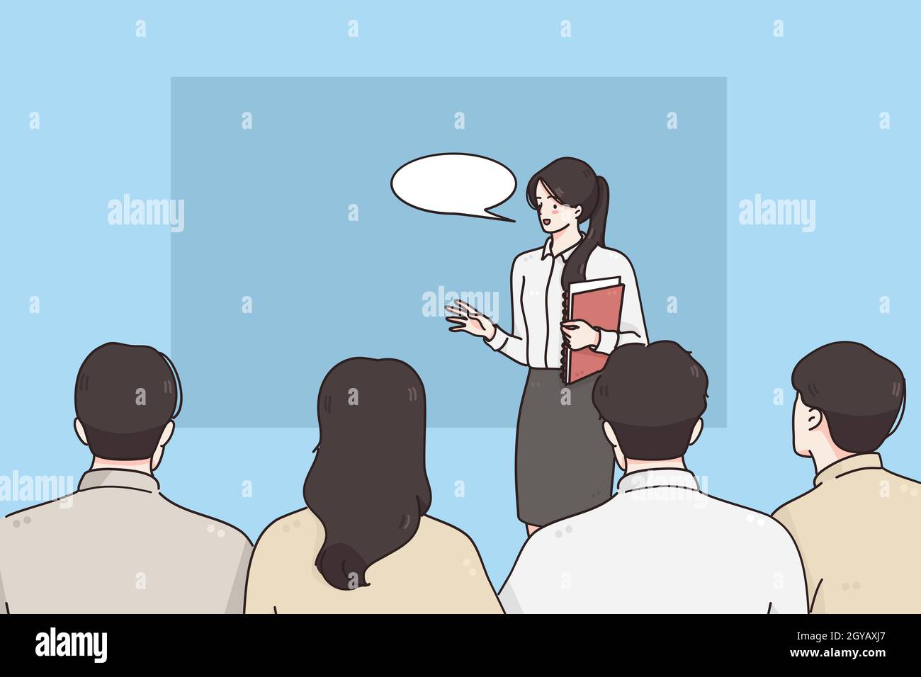 Coach, presentation and business presentation concept. Businesswoman ...