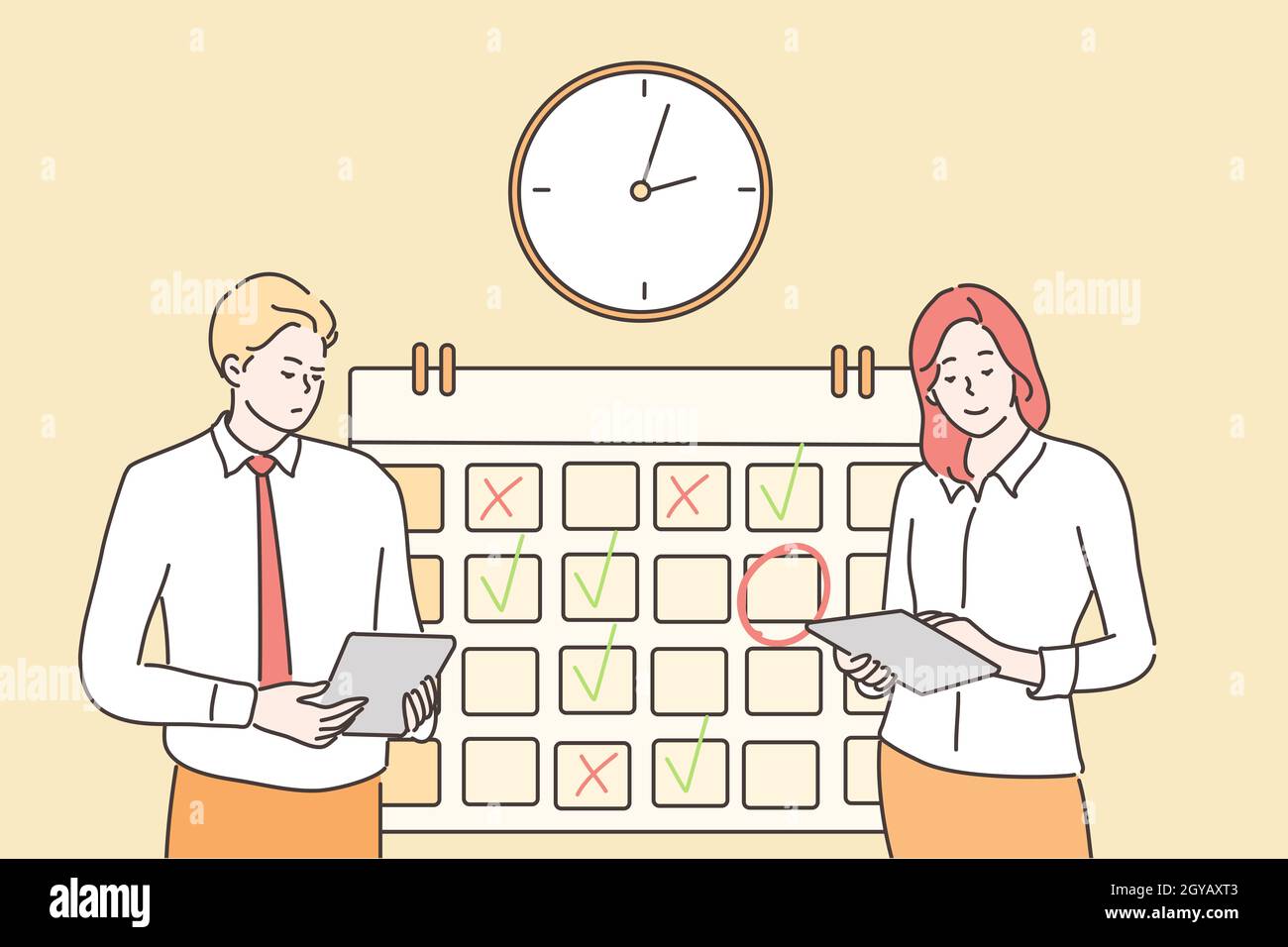 Time management, multitasking, planning teamwork, business concept ...