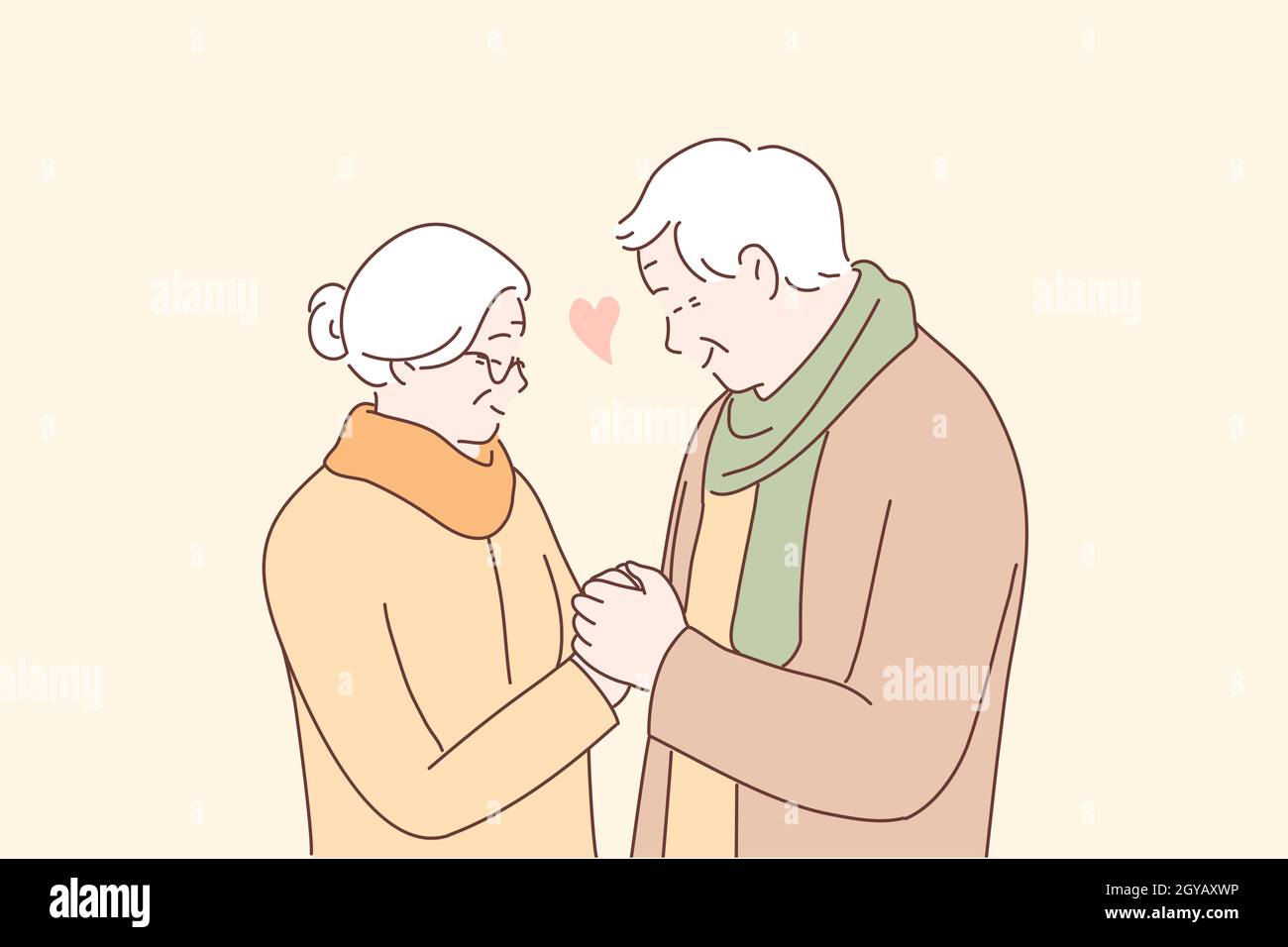 Relationship, love, couple, old age concept. Happy man and woman senior ...