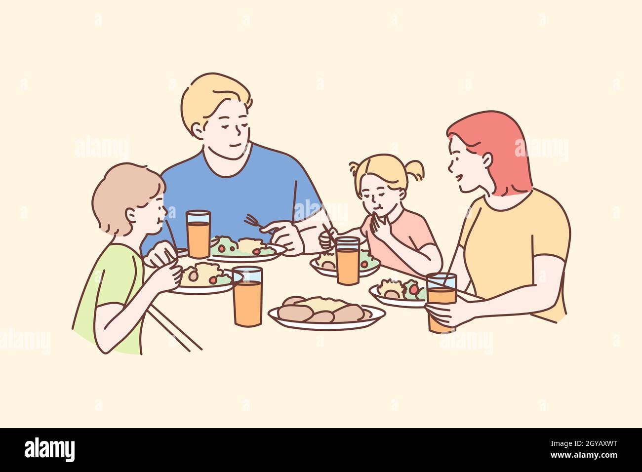 Family, meal, recreation, leisure, dinner, fatherhood, motherhood ...