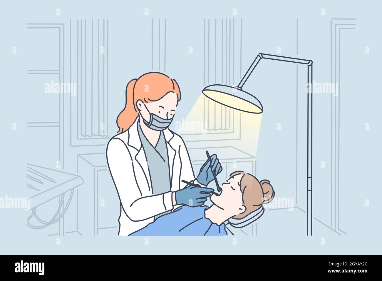 Teeth examination and dentistry checkup concept. Dentist woman holding ...