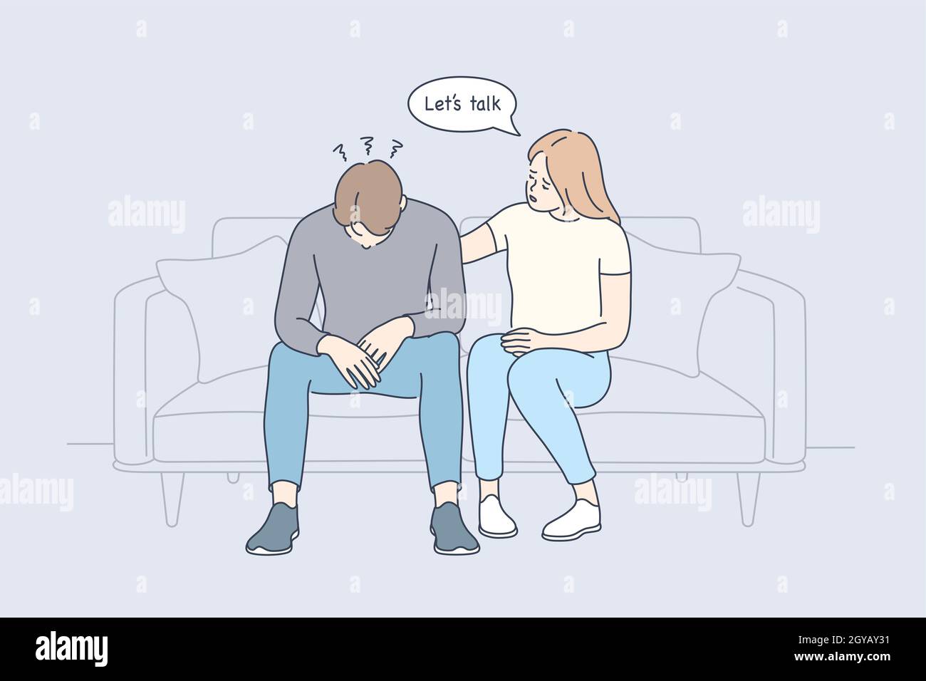 Support, mental depression, suicide prevention day concept. Young ...