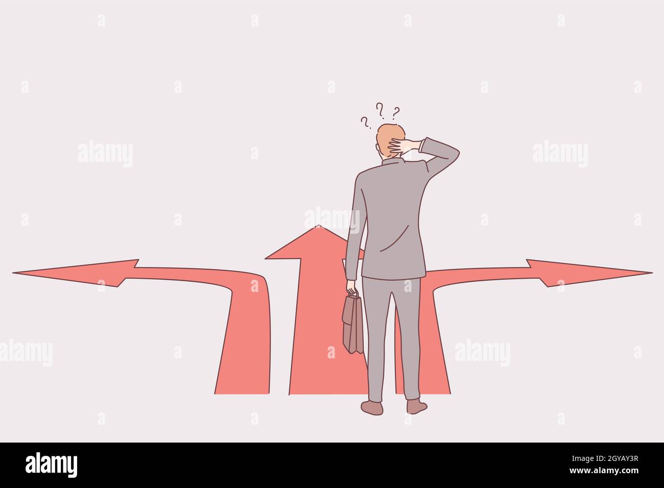 Strategy, business direction, way choice concept. Businessman standing ...