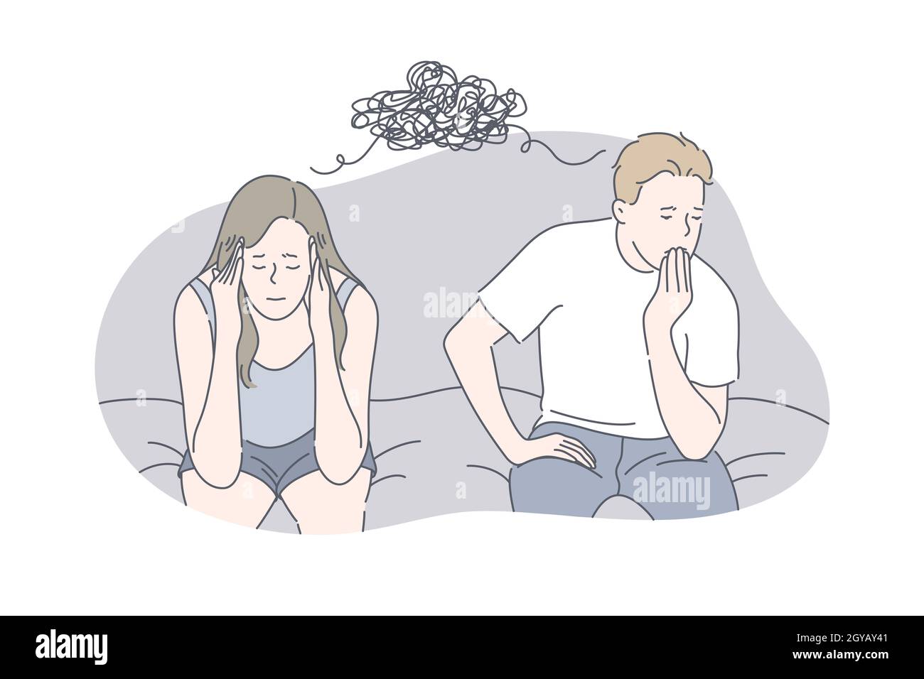 Relationship, family, problem, stress concept. Young upset stressful ...