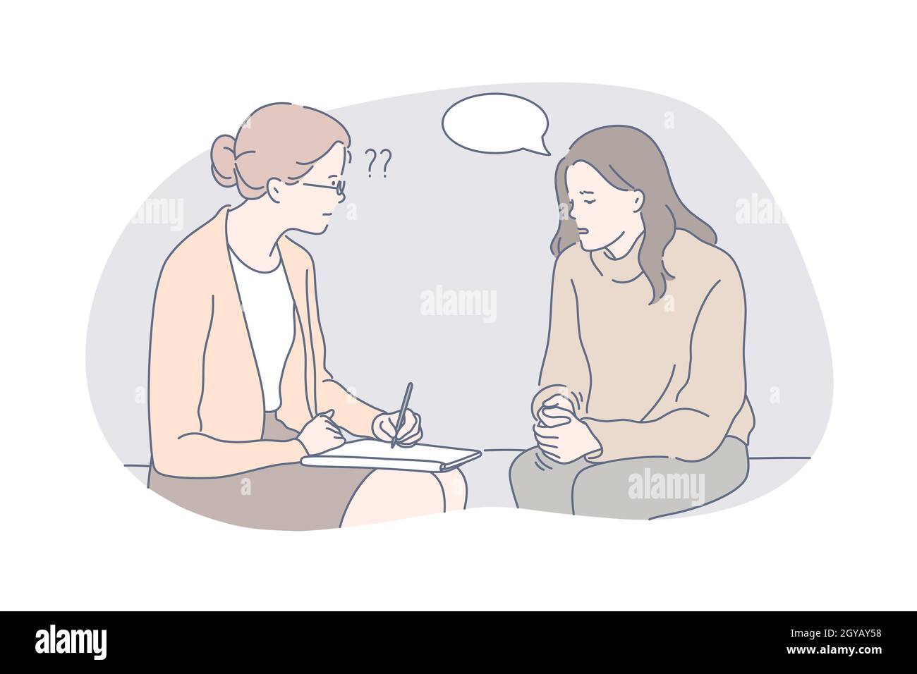 Psychology, communication, depression, speech bubble, therapy concept ...