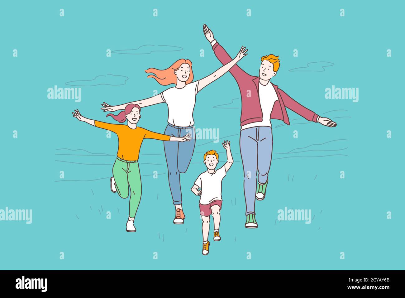 Healthy lifestyle, active recreation concept. Happy family spending ...