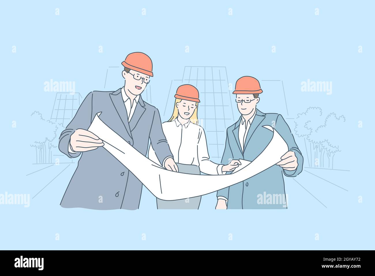 Industrial business, building construction draft checking concept ... Industrial business, building construction draft checking concept ...