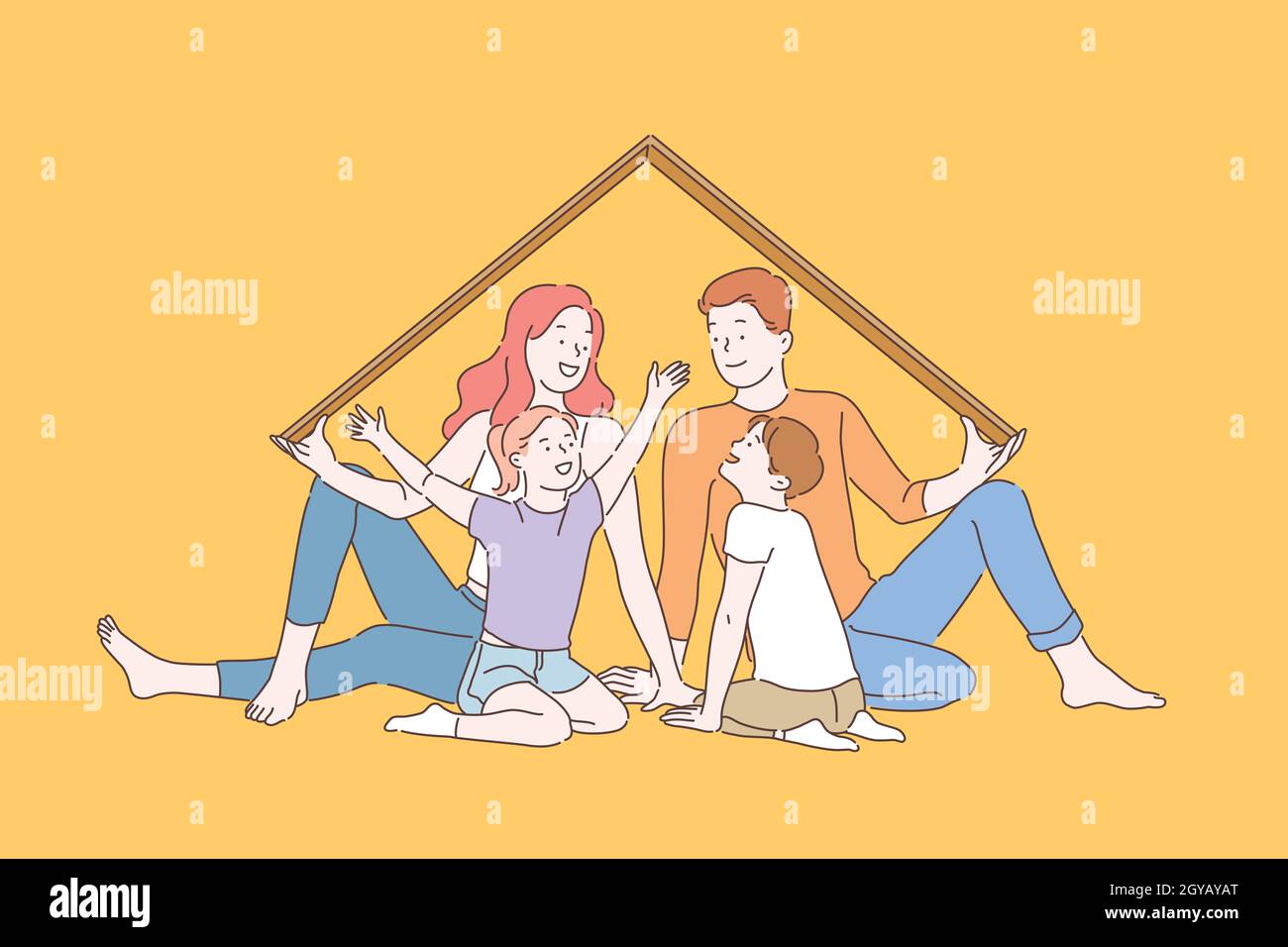 Home insurance metaphor, happy childhood memories concept. Parents and ...