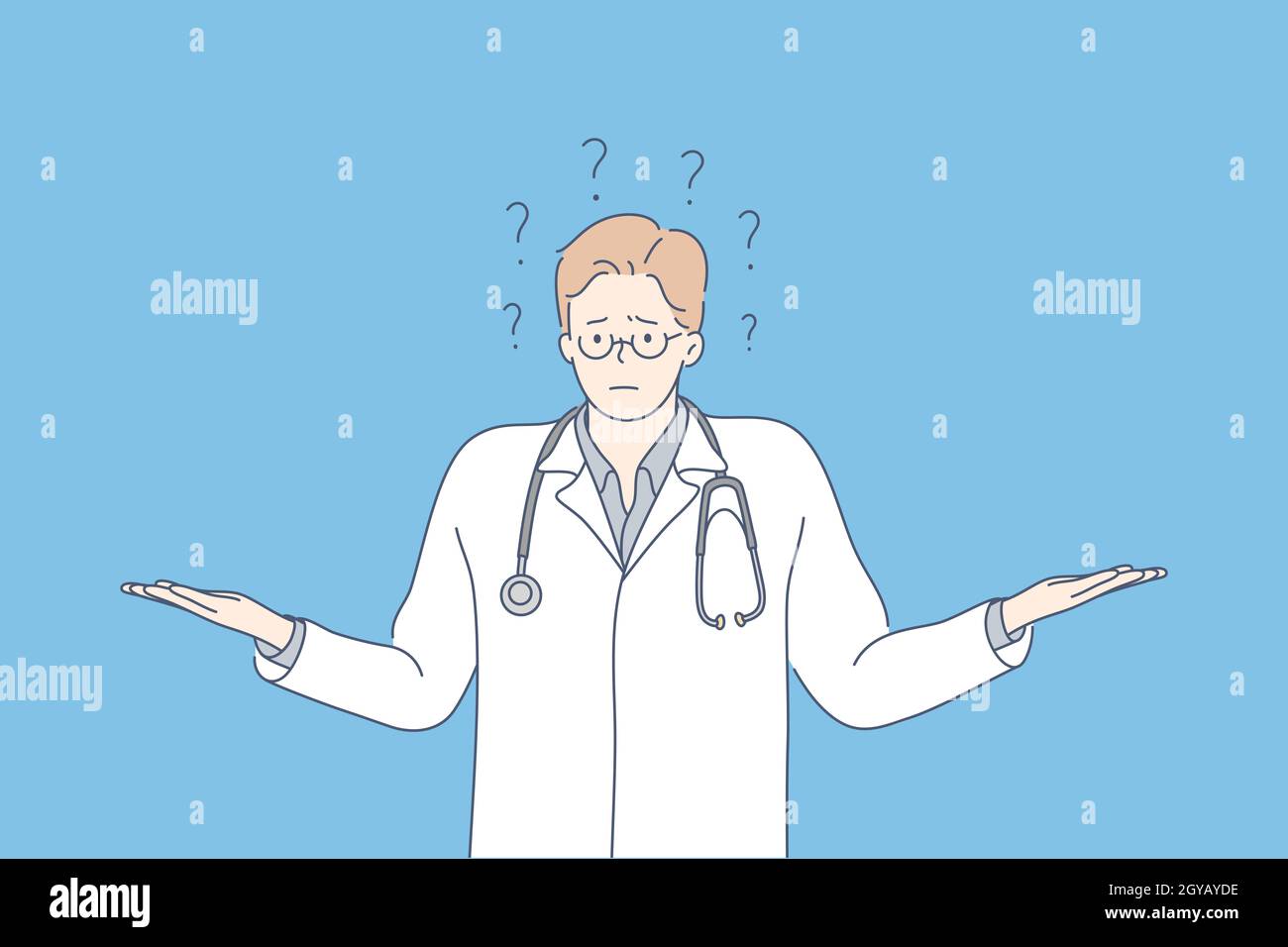Illustration young doctor question mark hi-res stock photography and ...