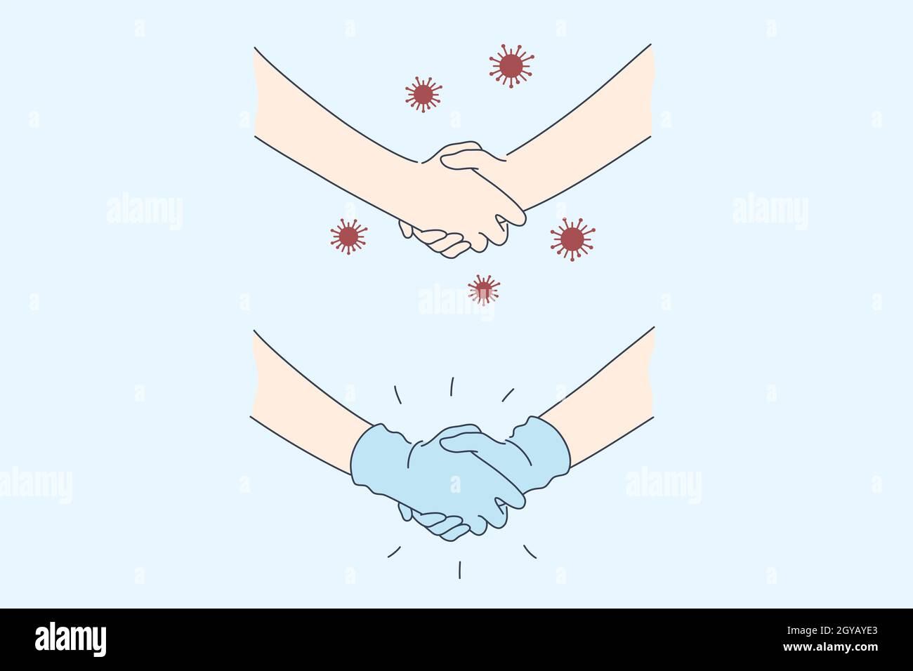 Handshaking, protection, contact, covid19, coronavirus, infection set ...