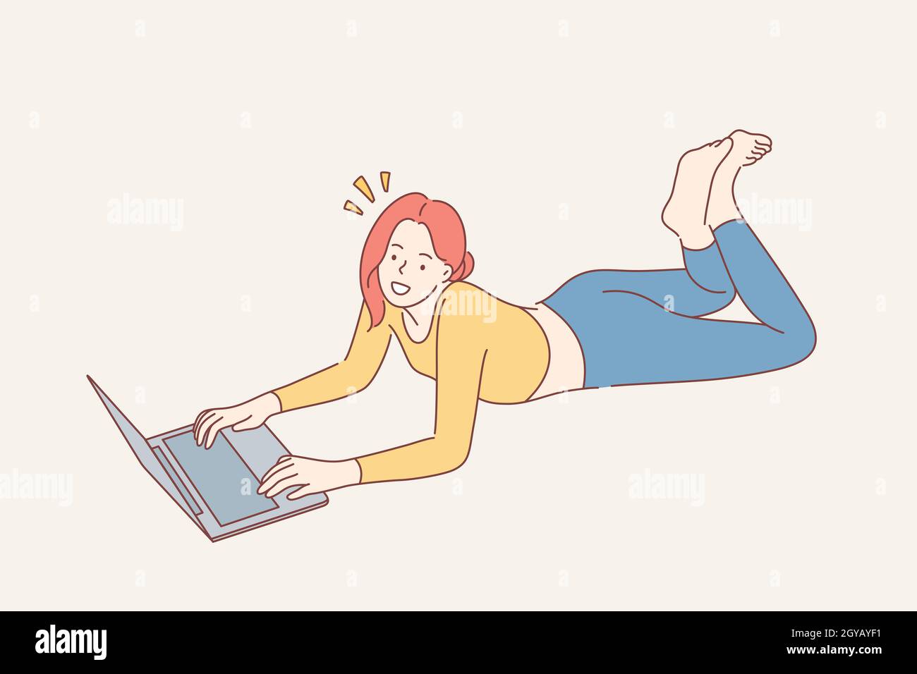 Home rest, leisure time concept. Young happy smiling woman girl ...