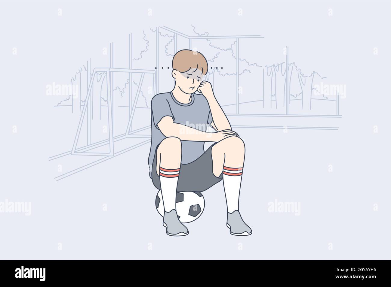 Sport, game, football, depression, frustration, mental stress concept ...