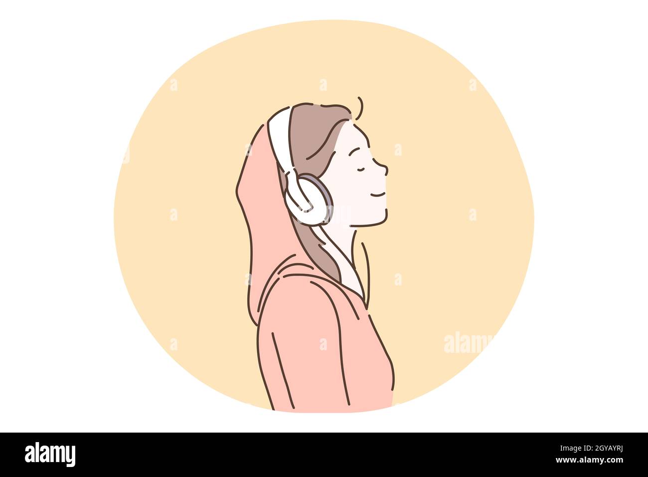 Cartoon Listening To Headphones