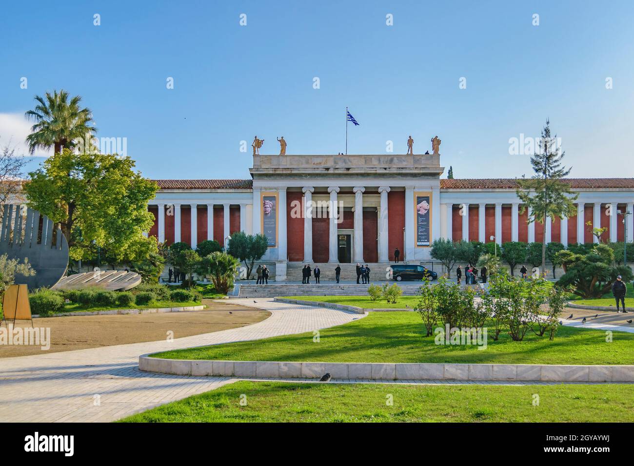 ATHENS, GREECE, JANUARY - 2020 - Exterior facade of famous ...