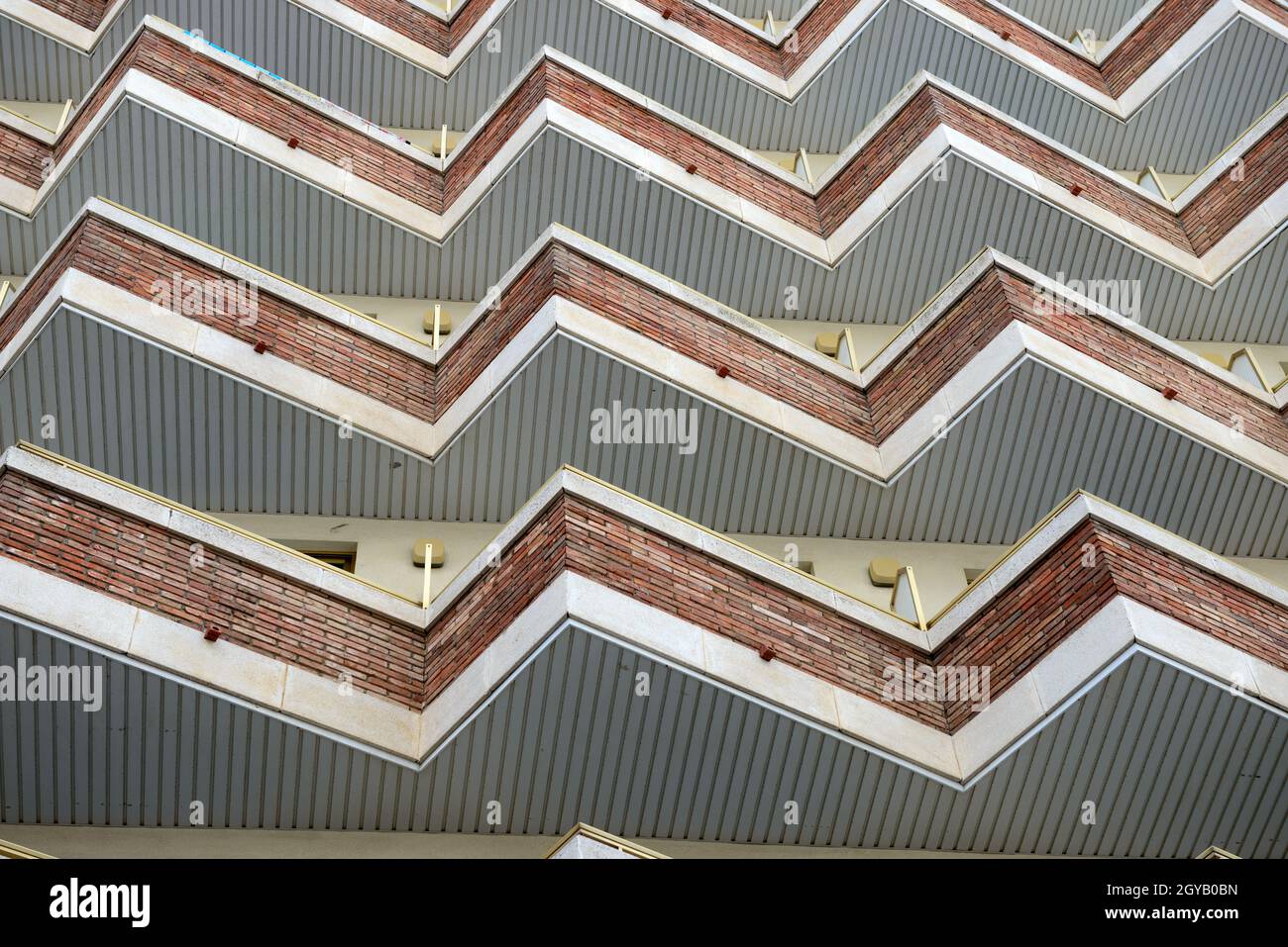 Pattern of many angles and edges of resort hotel balconies Stock Photo ...