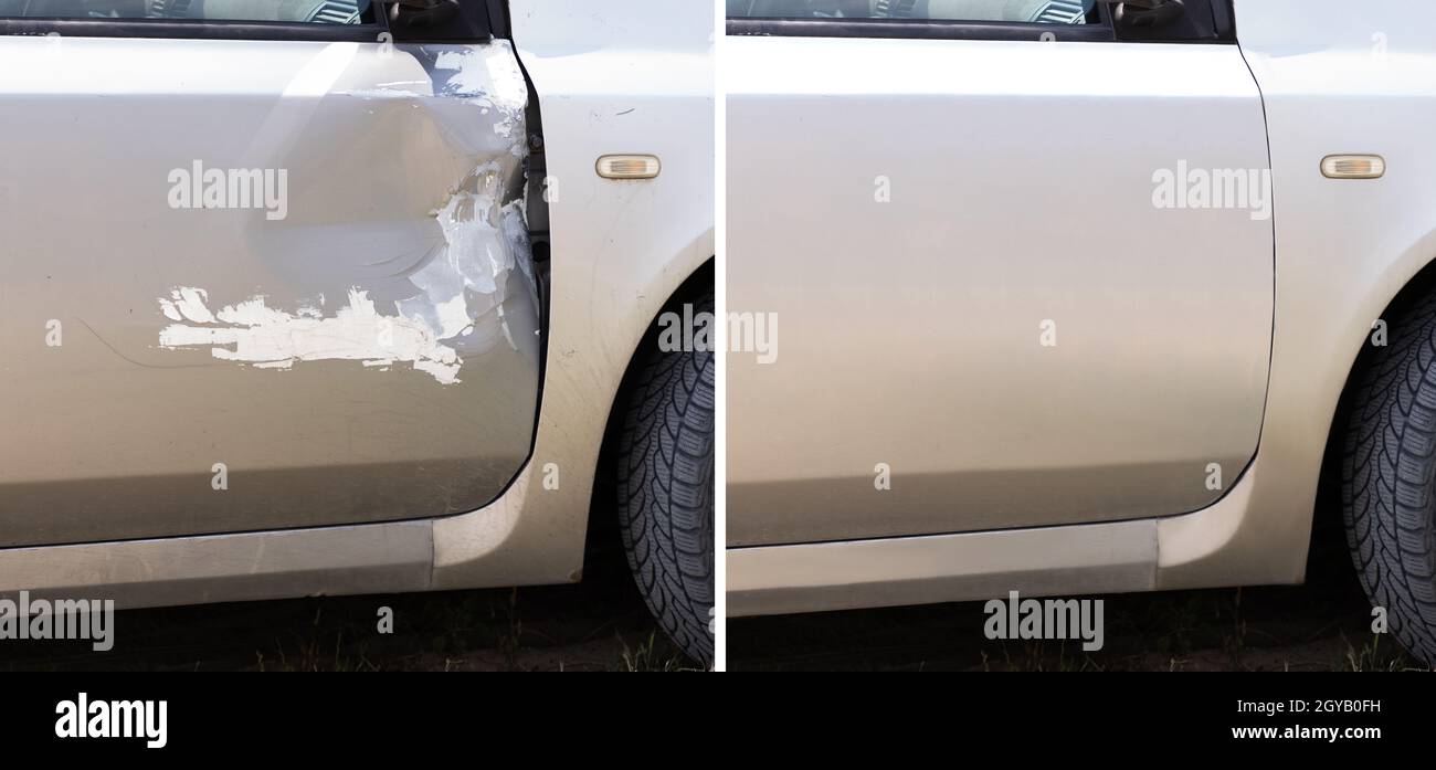 Car Dent Repair And Paint Before And After Stock Photo - Alamy