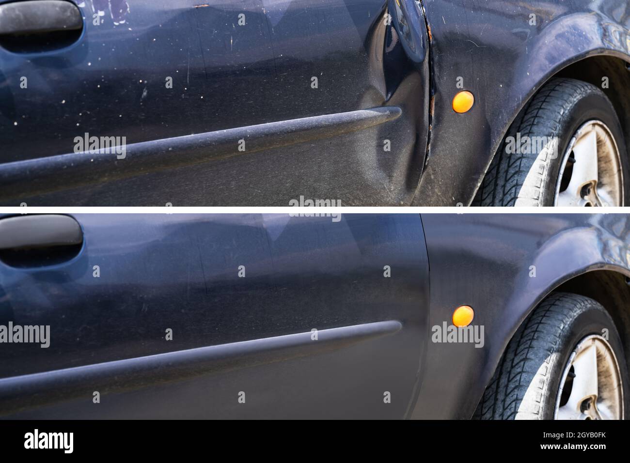 Car Dent Damage Repair Before And After Stock Photo - Alamy